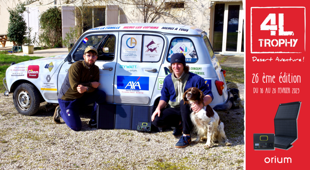 4L Trophy : Orium sponsorise l'équipage n°1707 et fait don d'une batterie